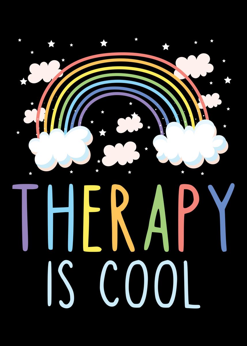 'Therapy Is Cool Mental' Poster, picture, metal print, paint by ...