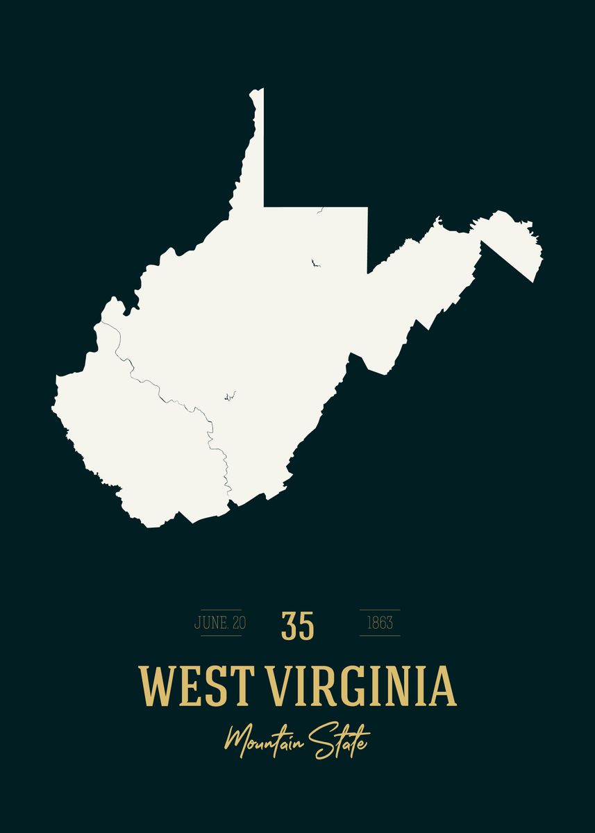 'West Virginia State Map' Poster, picture, metal print, paint by ...