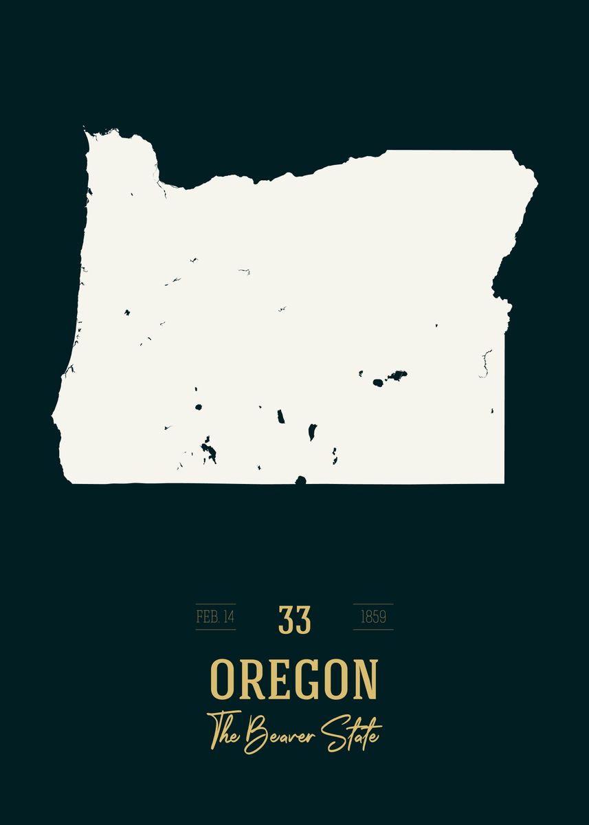 'Oregon State Map USA' Poster, picture, metal print, paint by dkDesign ...