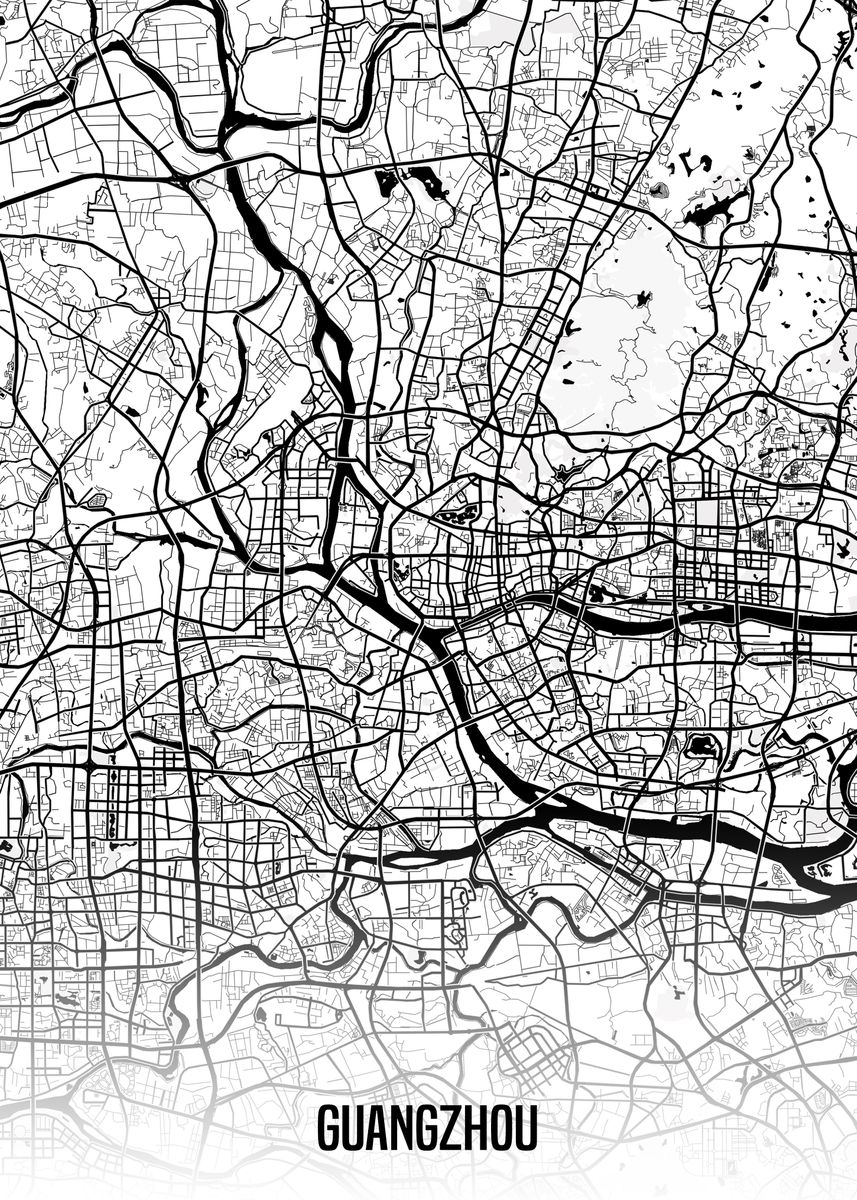 'Guangzhou white map' Poster, picture, metal print, paint by Stefano ...