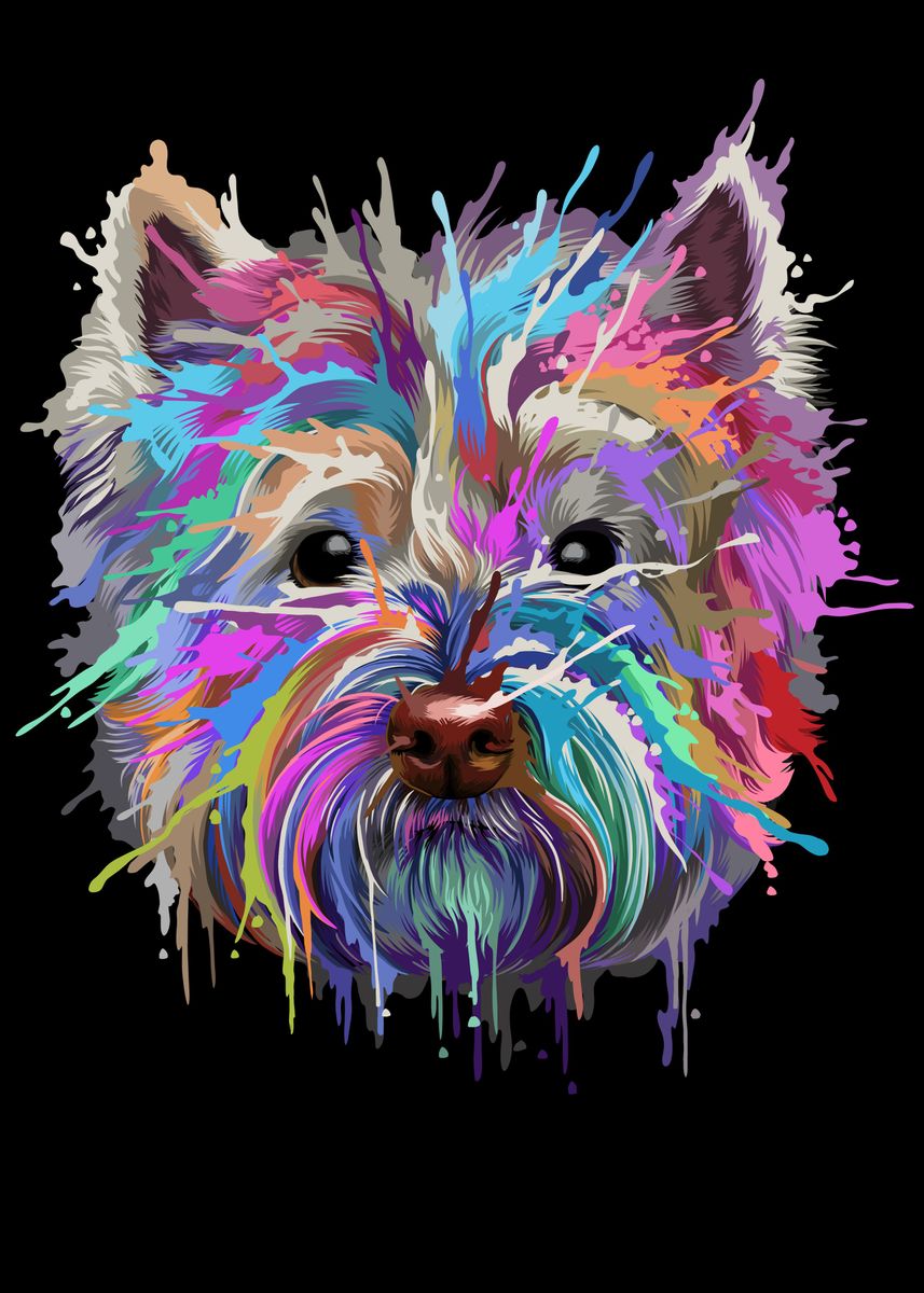 'Westie Splash Art' Poster, picture, metal print, paint by Gregor Borsic | Displate