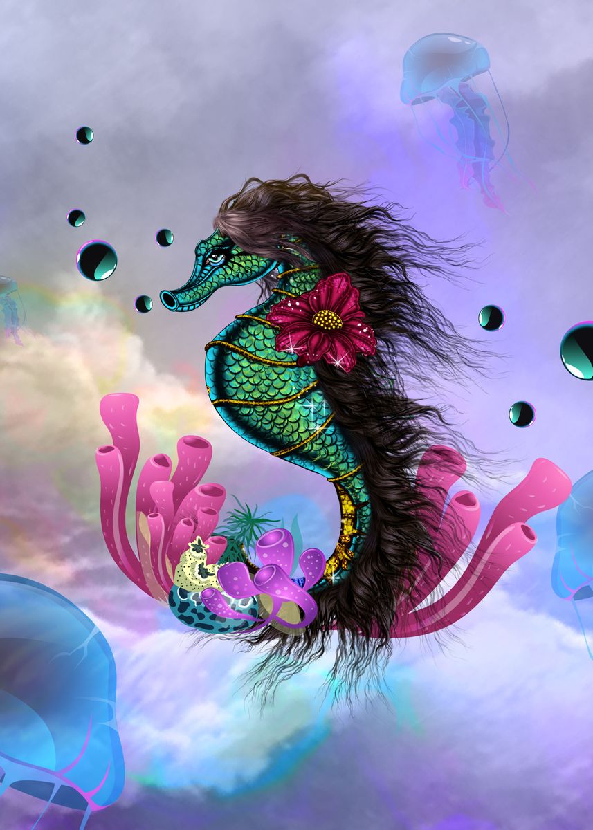 'Wonderful seahorse' Poster by Heike Köhnen | Displate