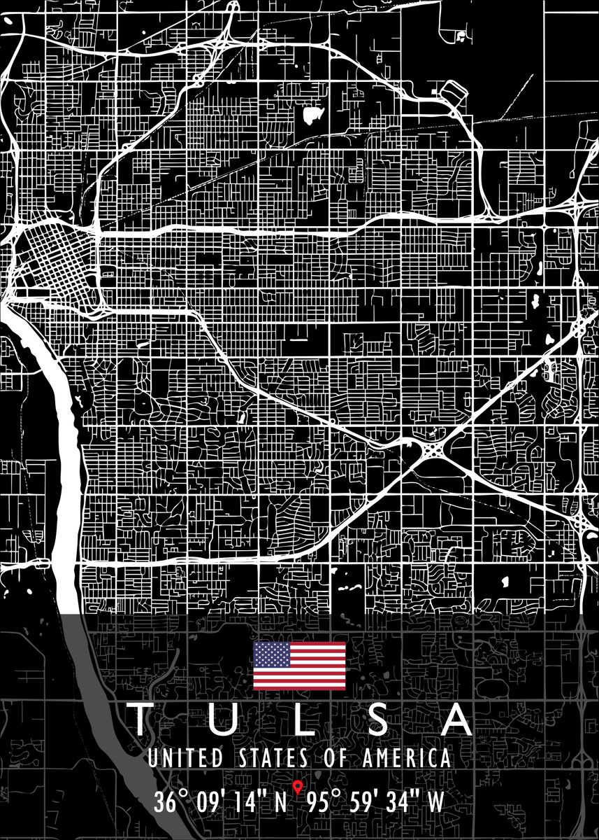 'TULSA MAP USA' Poster, picture, metal print, paint by Artistic ...