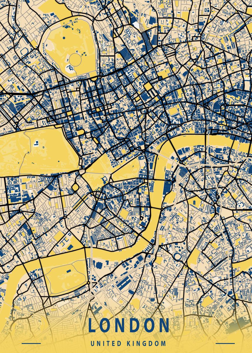 'London England City Map' Poster by Tim Hinz | Displate