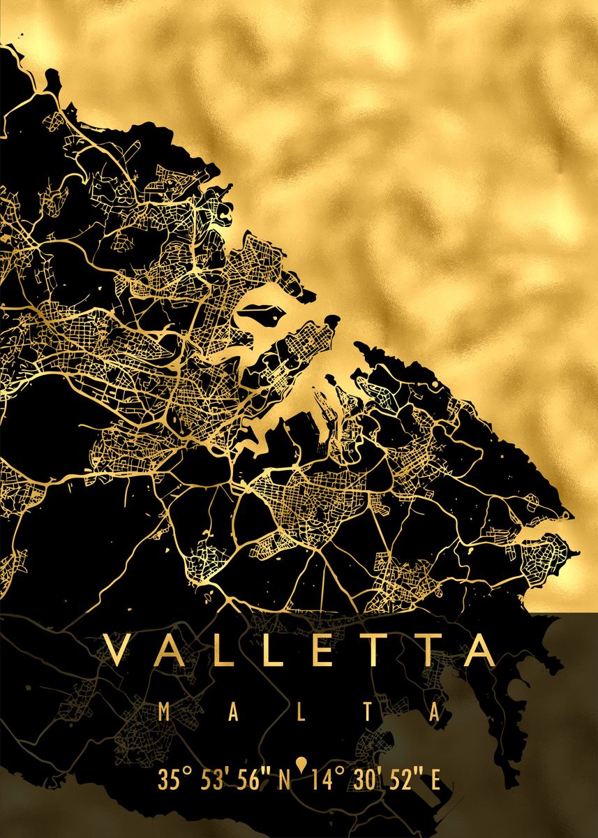 'VALLETTA MAP MALTA' Poster by Artistic Paradigms | Displate