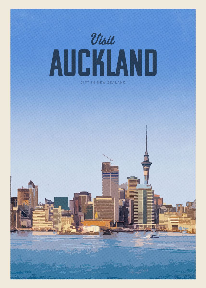 'Visit Auckland' Poster, picture, metal print, paint by Mercury Club ...