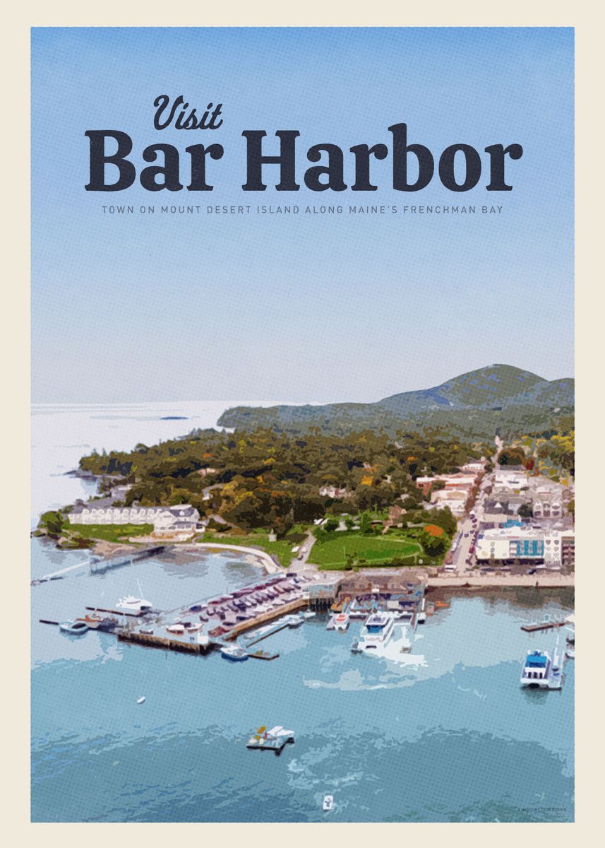'Visit Bar Harbor' Poster, picture, metal print, paint by Mercury Club ...