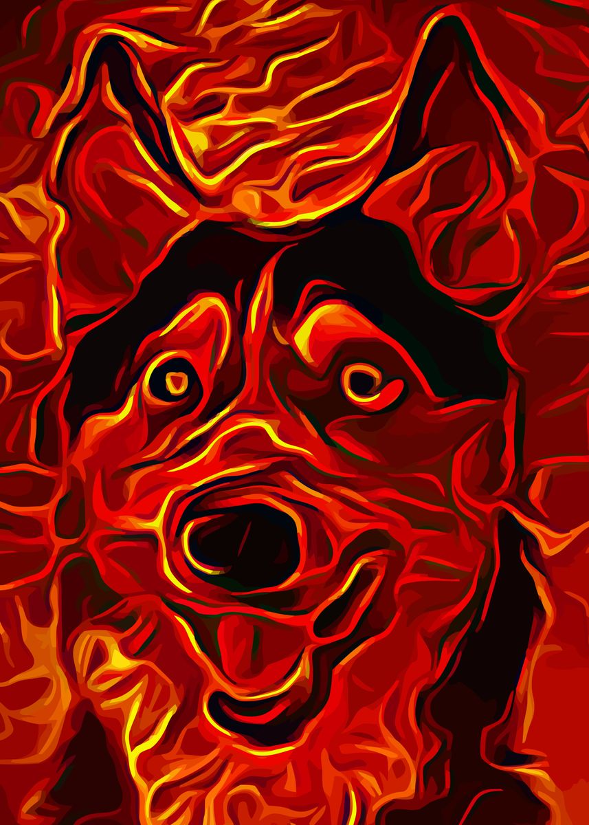 'Husky Flaming' Poster by MasterHead | Displate