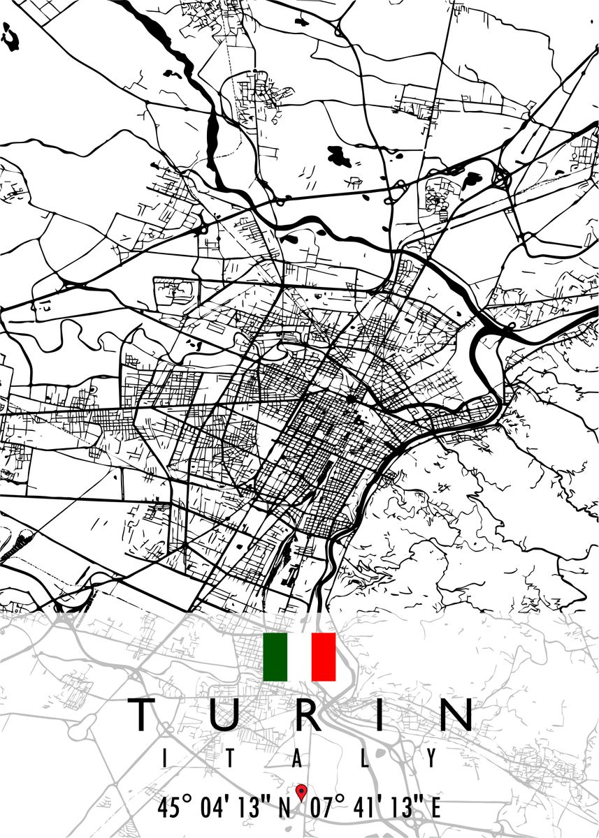 'TURIN MAP ITALY' Poster by Artistic Paradigms | Displate