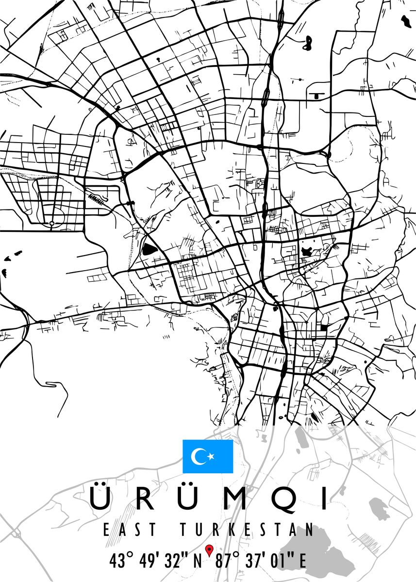 'URUMQI MAP EAST TURKESTAN' Poster by Artistic Paradigms | Displate
