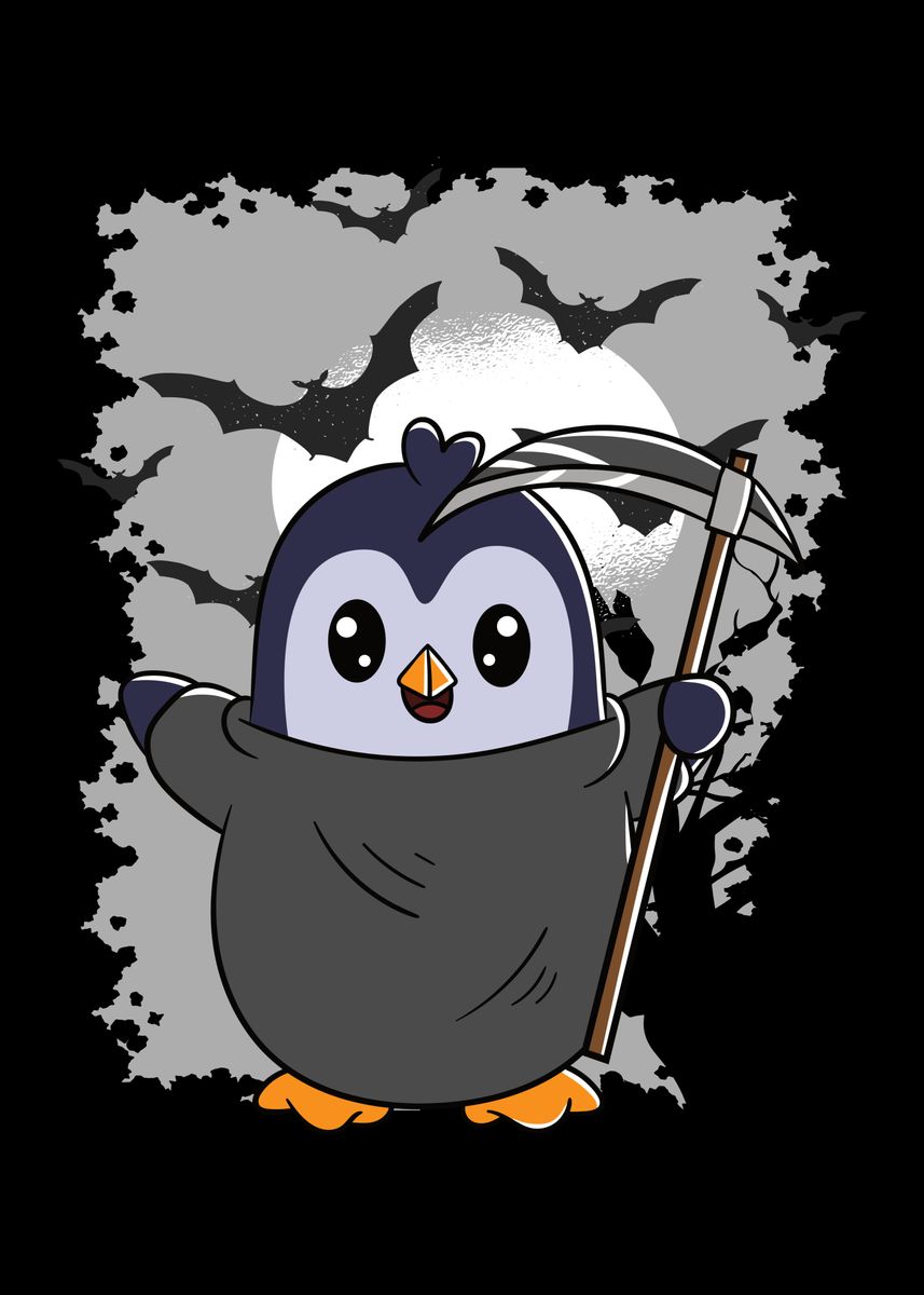 'Grim Reaper Penguin' Poster, picture, metal print, paint by MzumO ...