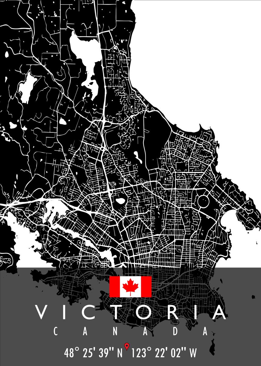 'VICTORIA MAP CANADA' Poster, picture, metal print, paint by Artistic ...