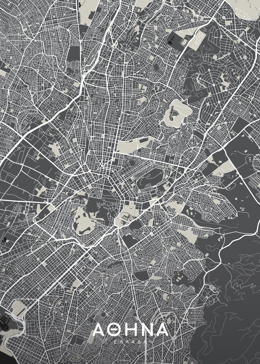 'Athens' Poster, picture, metal print, paint by mapsies | Displate