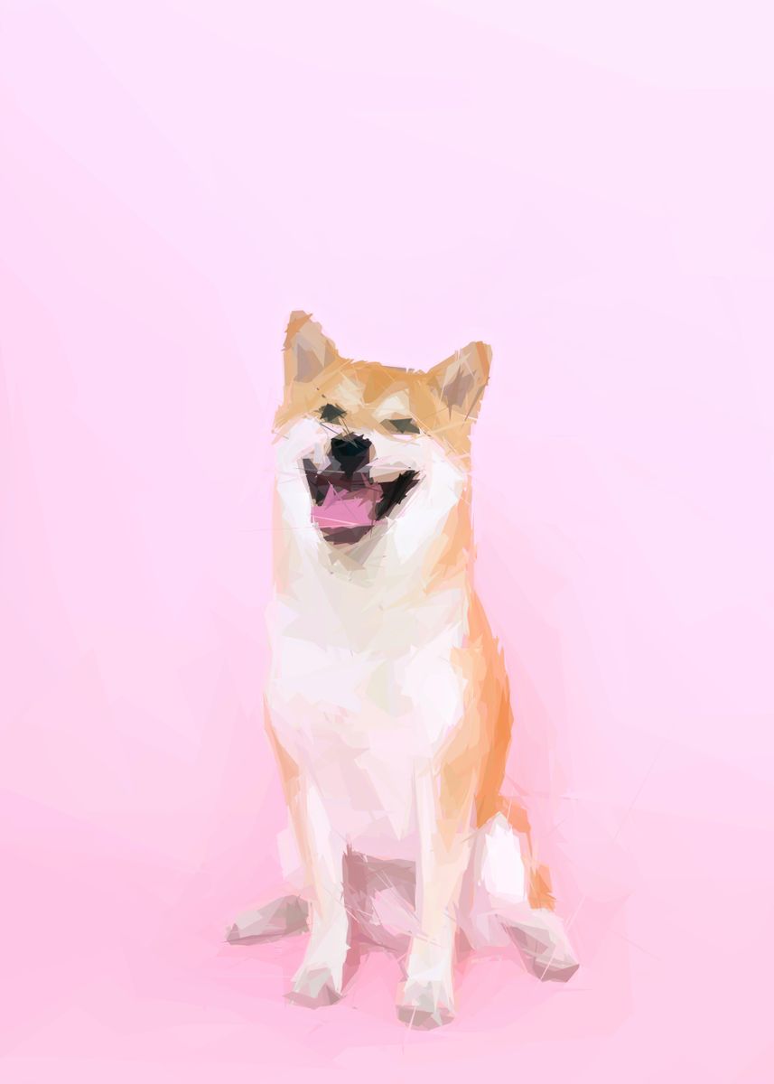 'Pink Doge Boy' Poster, picture, metal print, paint by Simon Clement ...