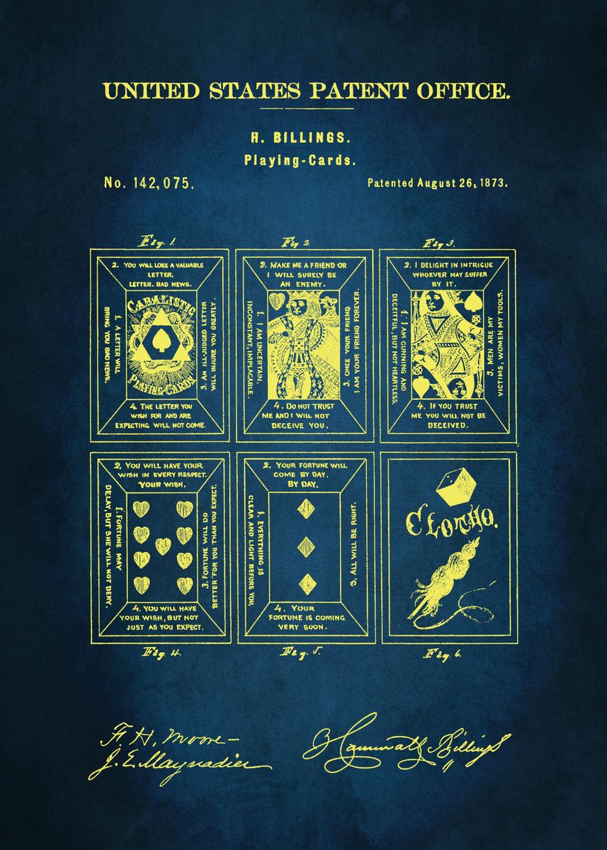 '22 Playing Cards Patent' Poster, picture, metal print, paint by Gloria ...