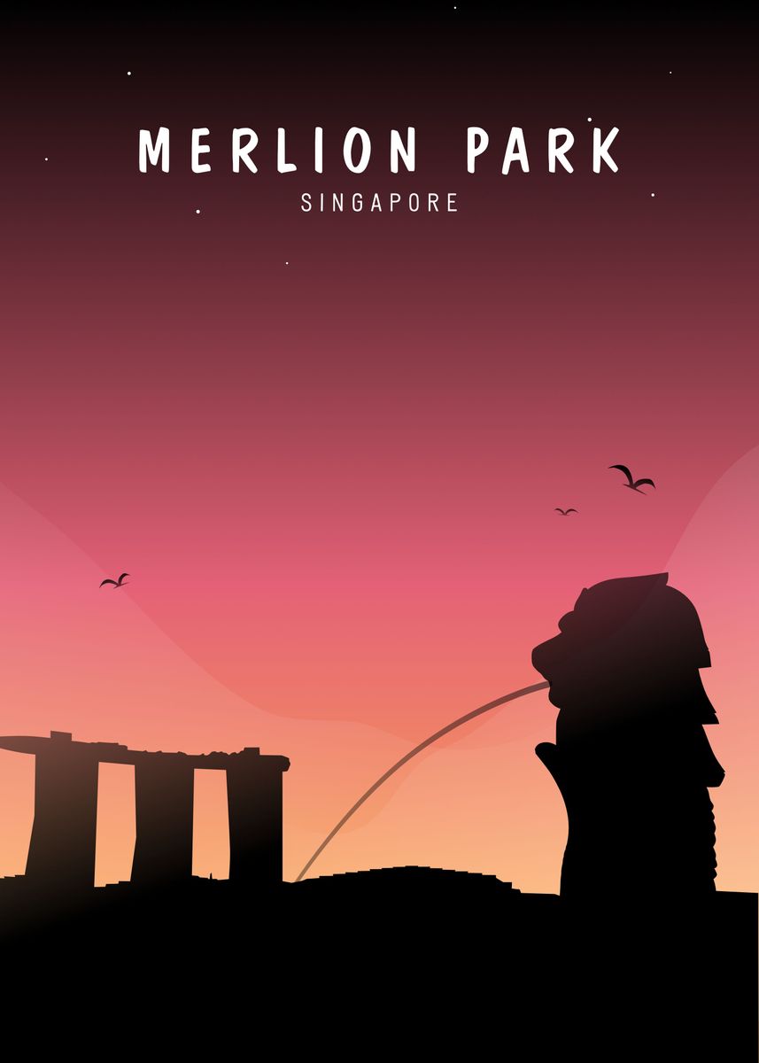'MERLION PARK' Poster, picture, metal print, paint by Deeo | Displate