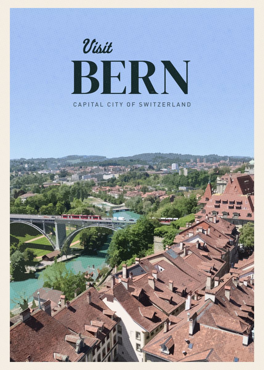 'Visit Bern' Poster, picture, metal print, paint by Mercury Club | Displate