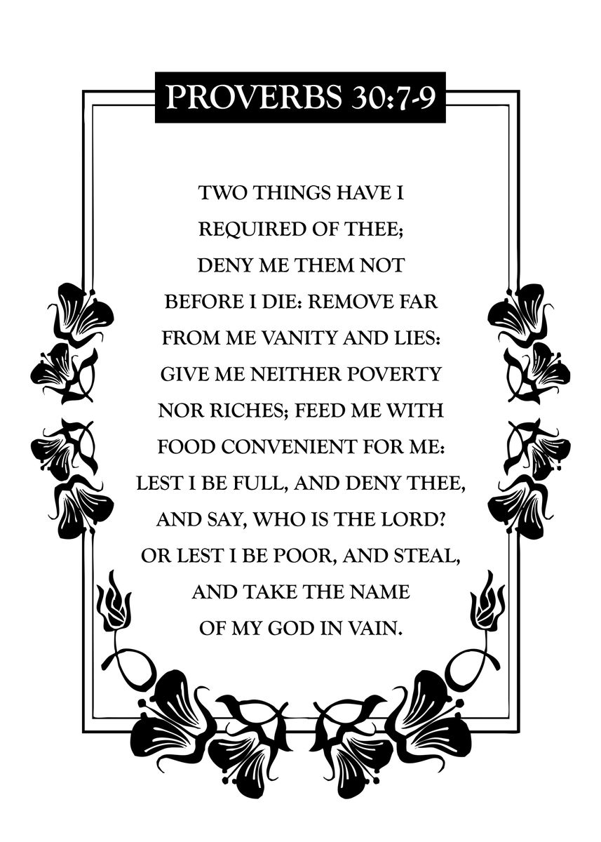 'Proverbs 30 7 9' Poster, picture, metal print, paint by ABConcepts ...