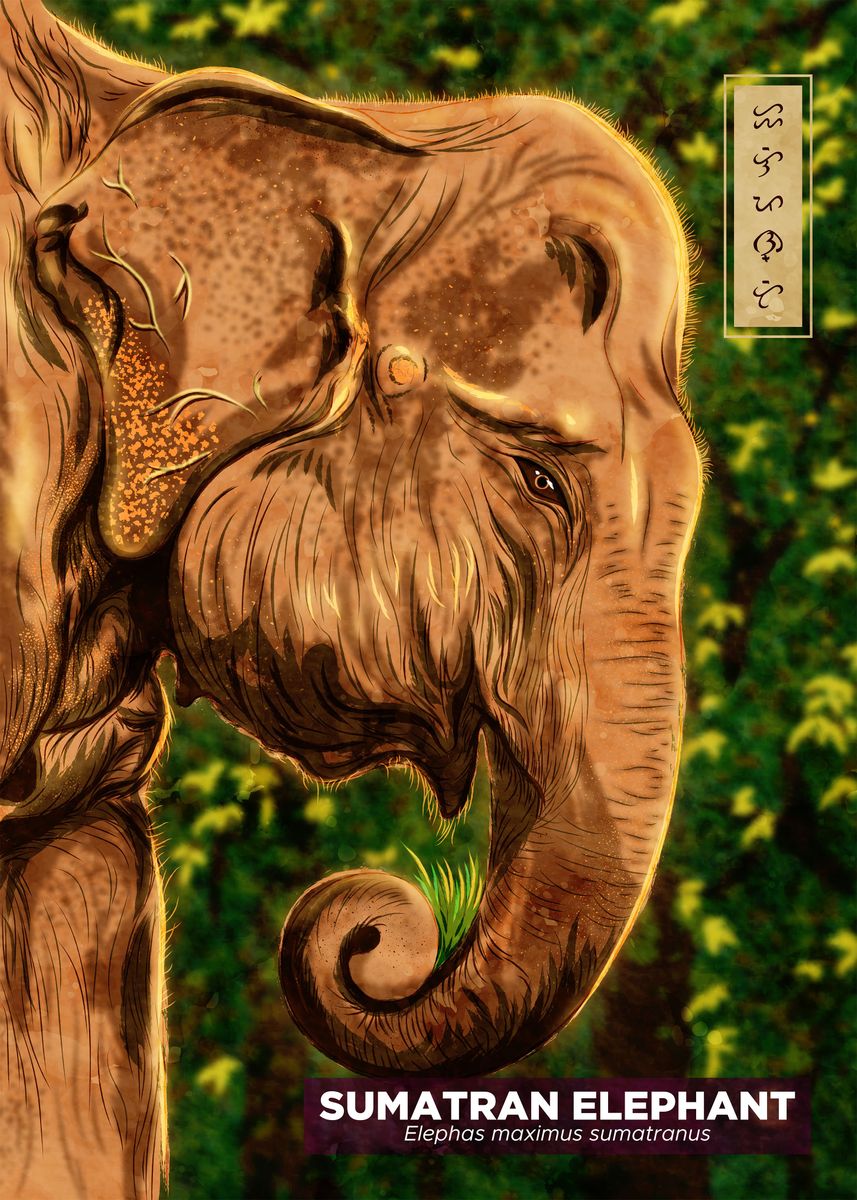 'Sumatran Elephant' Poster, picture, metal print, paint by Thor Reyes ...