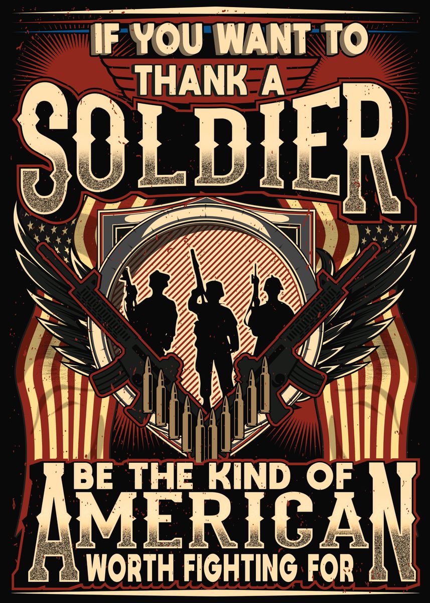 'Veteran Patriotic Soldier' Poster, picture, metal print, paint by ...