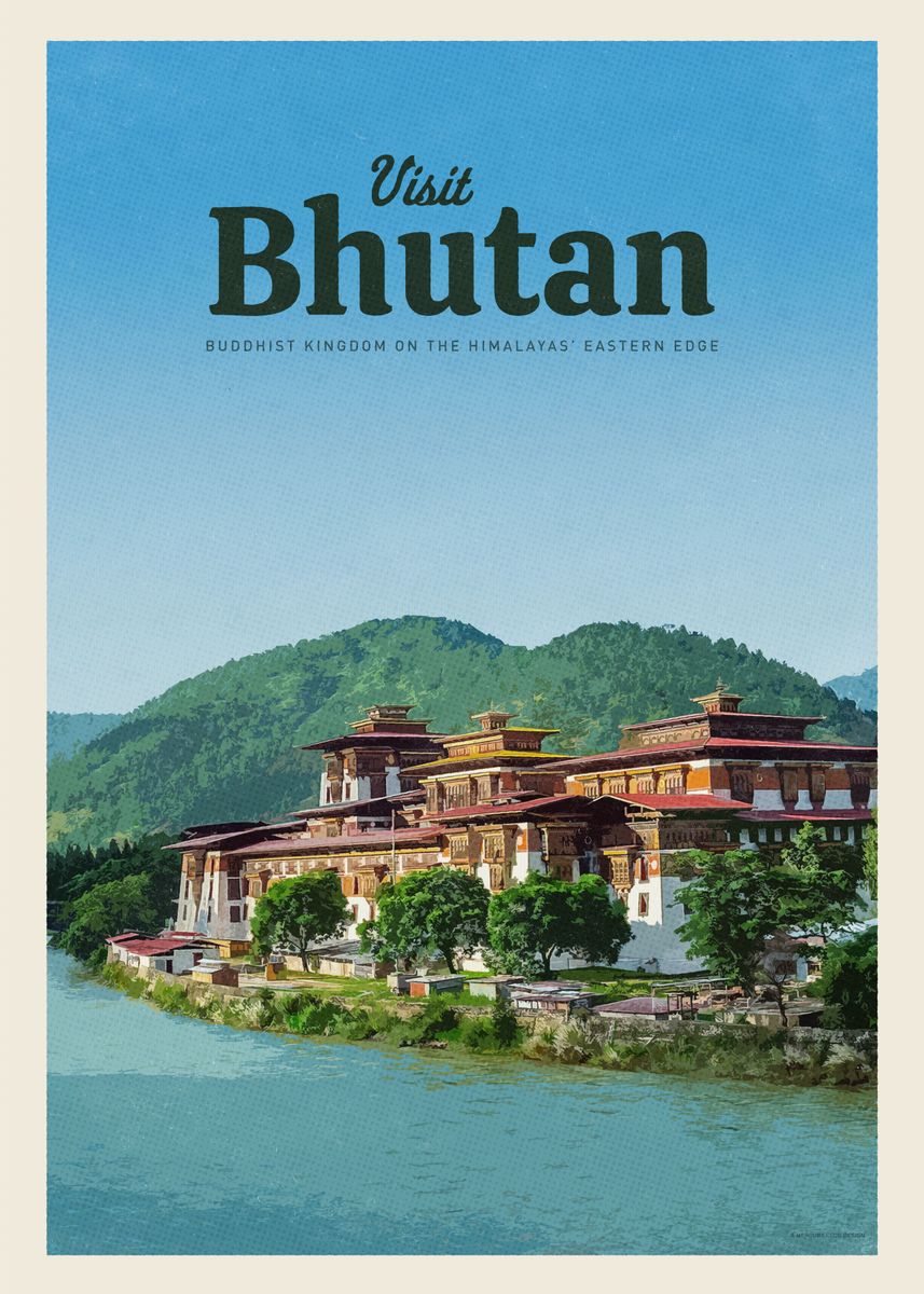 'Visit Bhutan' Poster, picture, metal print, paint by Mercury Club ...