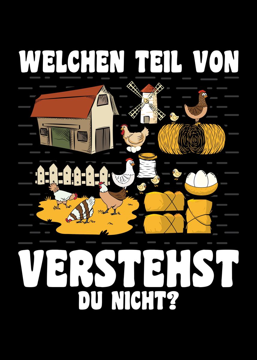 'Chicken Hen German' Poster, picture, metal print, paint by Sebastian ...