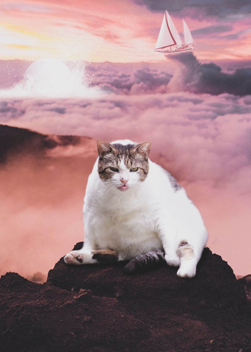 'Fat cat' Poster, picture, metal print, paint by Diego The Designer ...