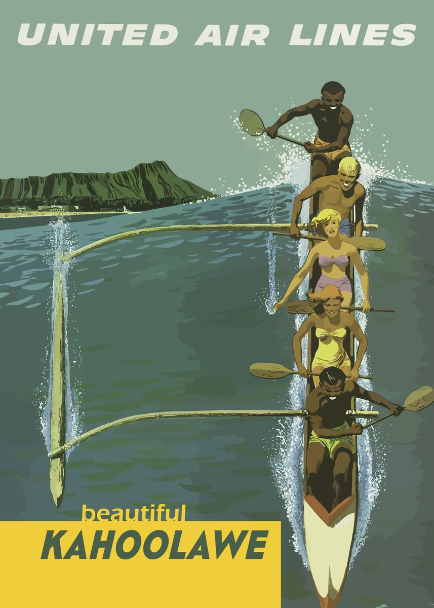 'HAWAII RETRO KAHOOLAWE' Poster, picture, metal print, paint by Atomic Chinook | Displate