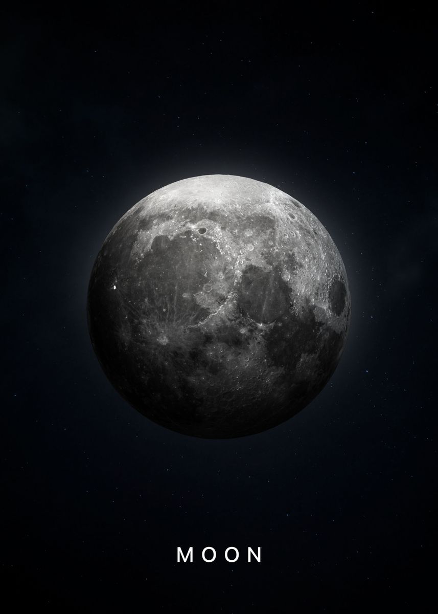'Moon' Poster, picture, metal print, paint by Visitify | Displate