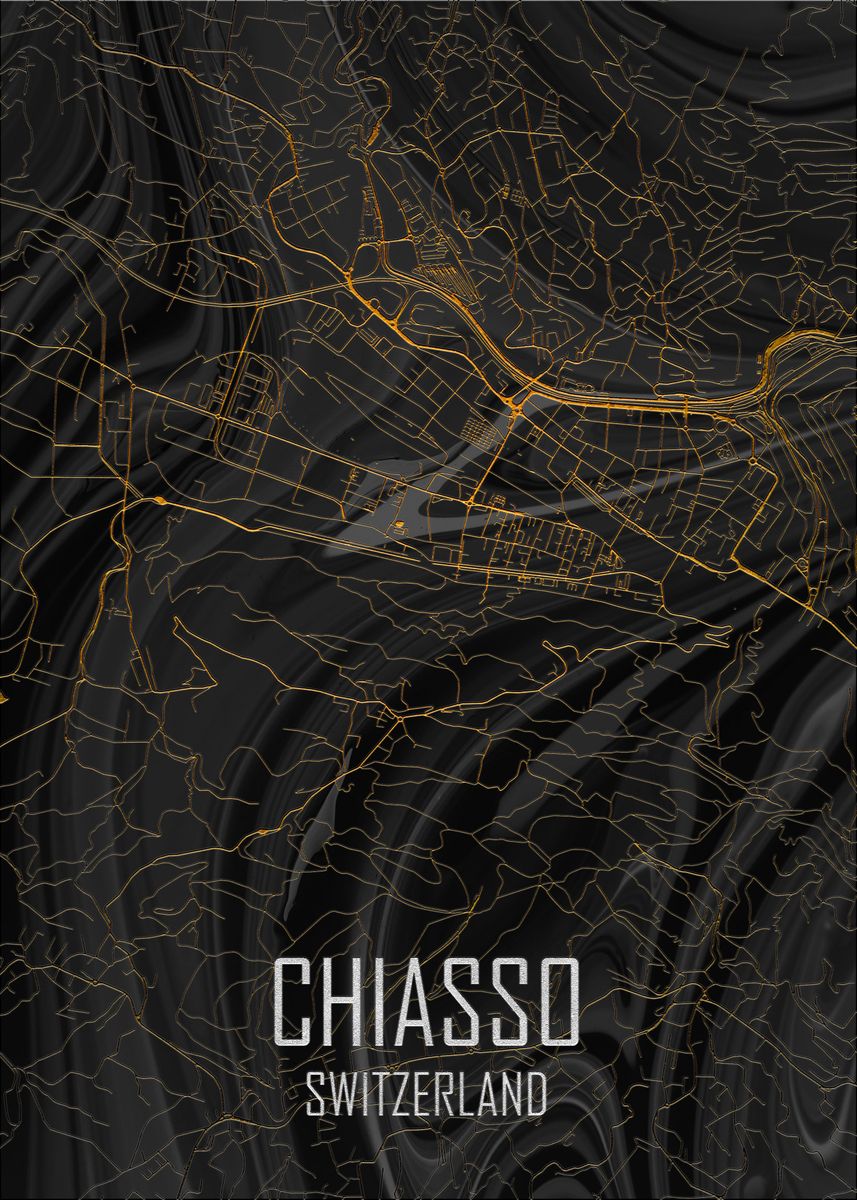 'Chiasso Switzerland Map' Poster, picture, metal print, paint by ...