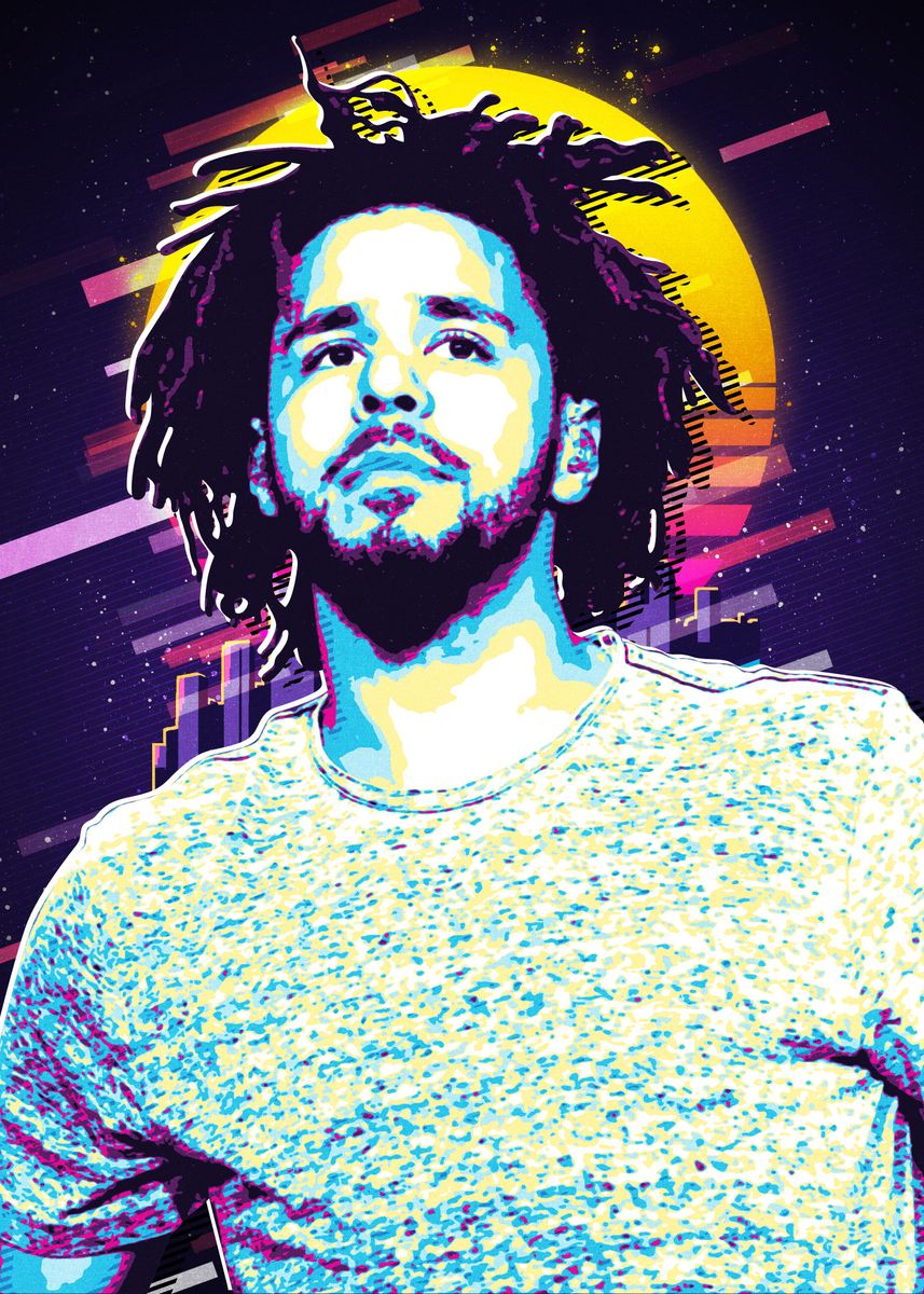'J Cole' Poster, picture, metal print, paint by San Illustrator | Displate