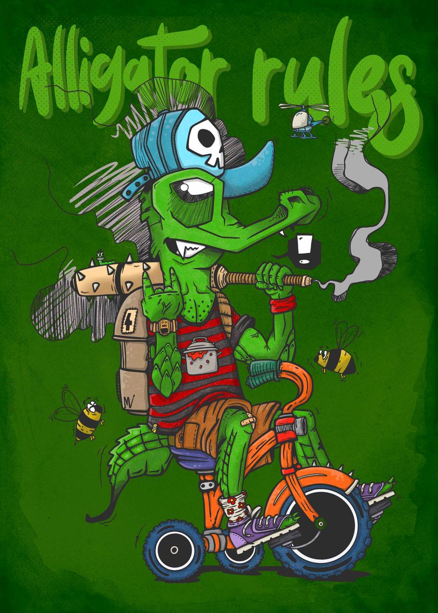'Alligator rules' Poster, picture, metal print, paint by Manu Vila ...
