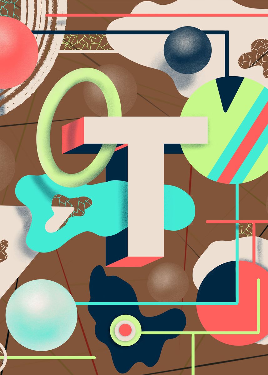 'Letter T' Poster, picture, metal print, paint by Julia Rudens | Displate