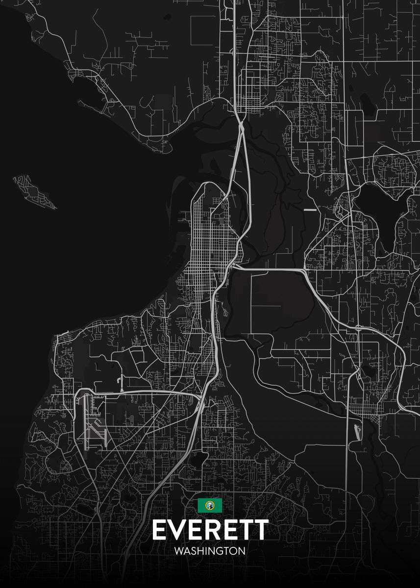 'Everett WA' Poster, picture, metal print, paint by IMR Designs | Displate