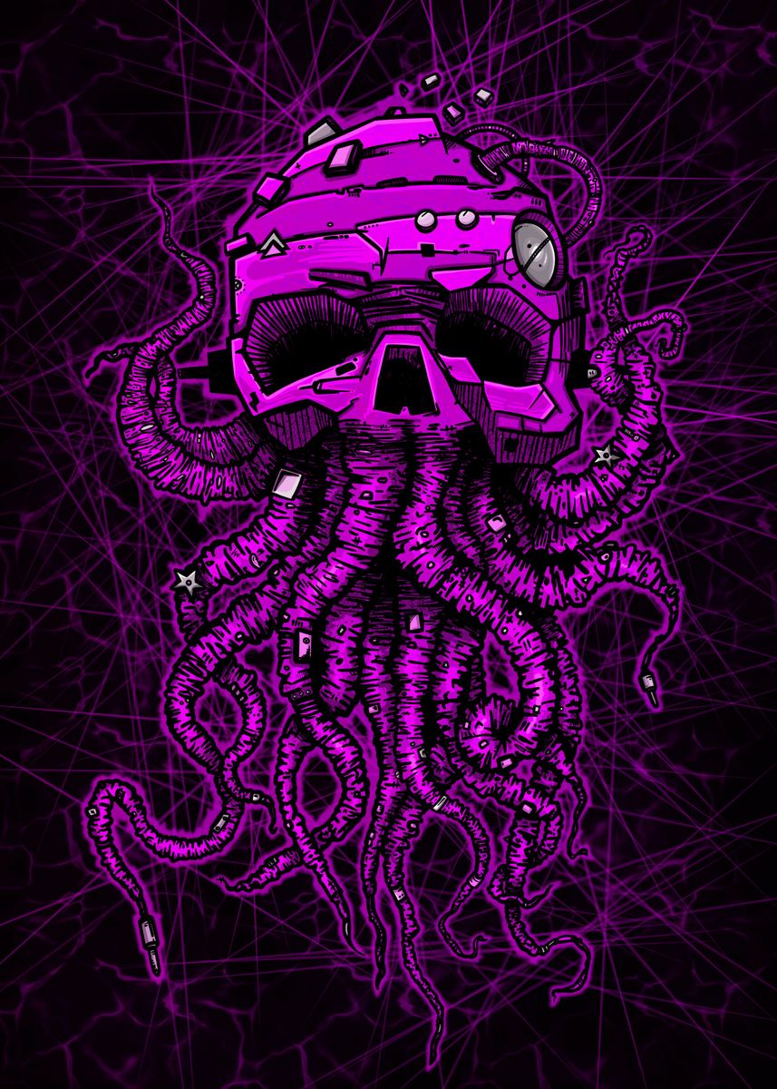 'pink kraken' Poster by Manu Vila | Displate