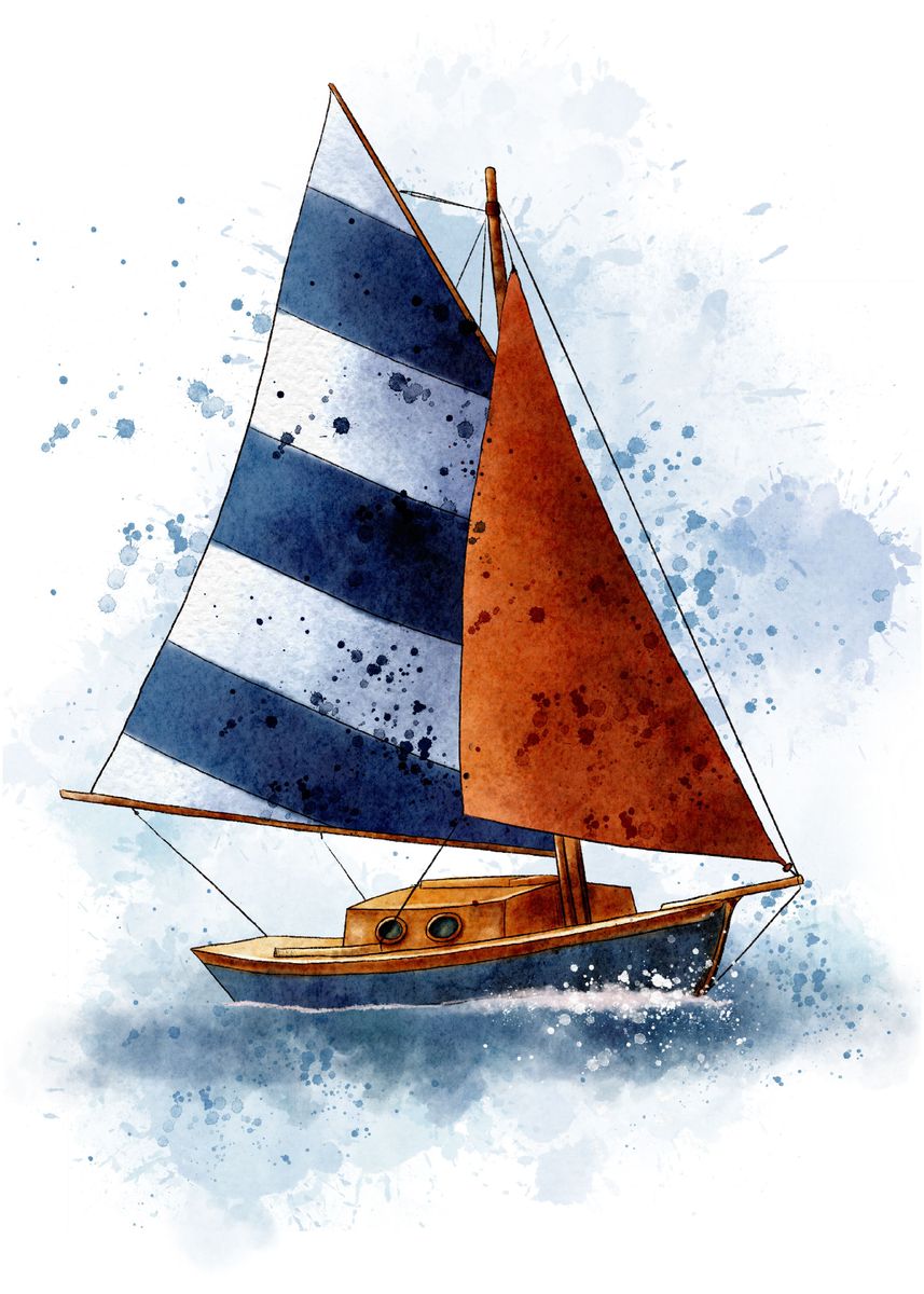 'Watercolor Boat' Poster, picture, metal print, paint by Violette ...