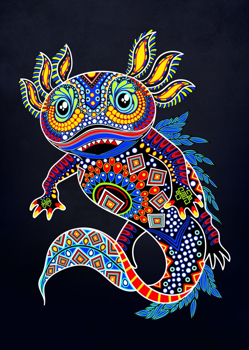 'axolotl' Poster, picture, metal print, paint by almost seven | Displate