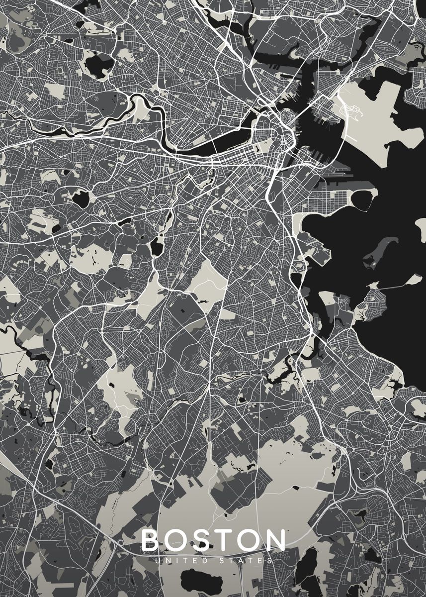 'Boston' Poster, picture, metal print, paint by mapsies | Displate