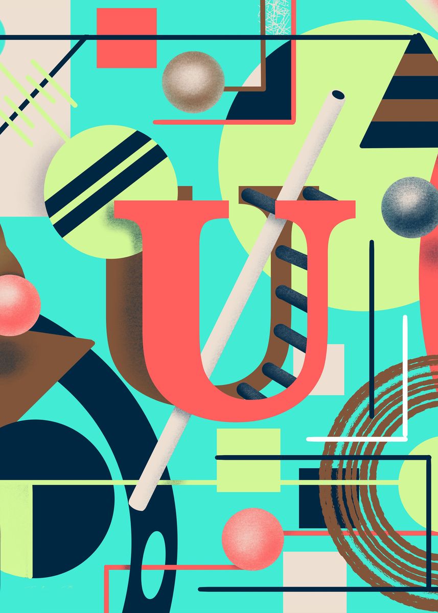 'Letter U' Poster, picture, metal print, paint by Julia Rudens | Displate