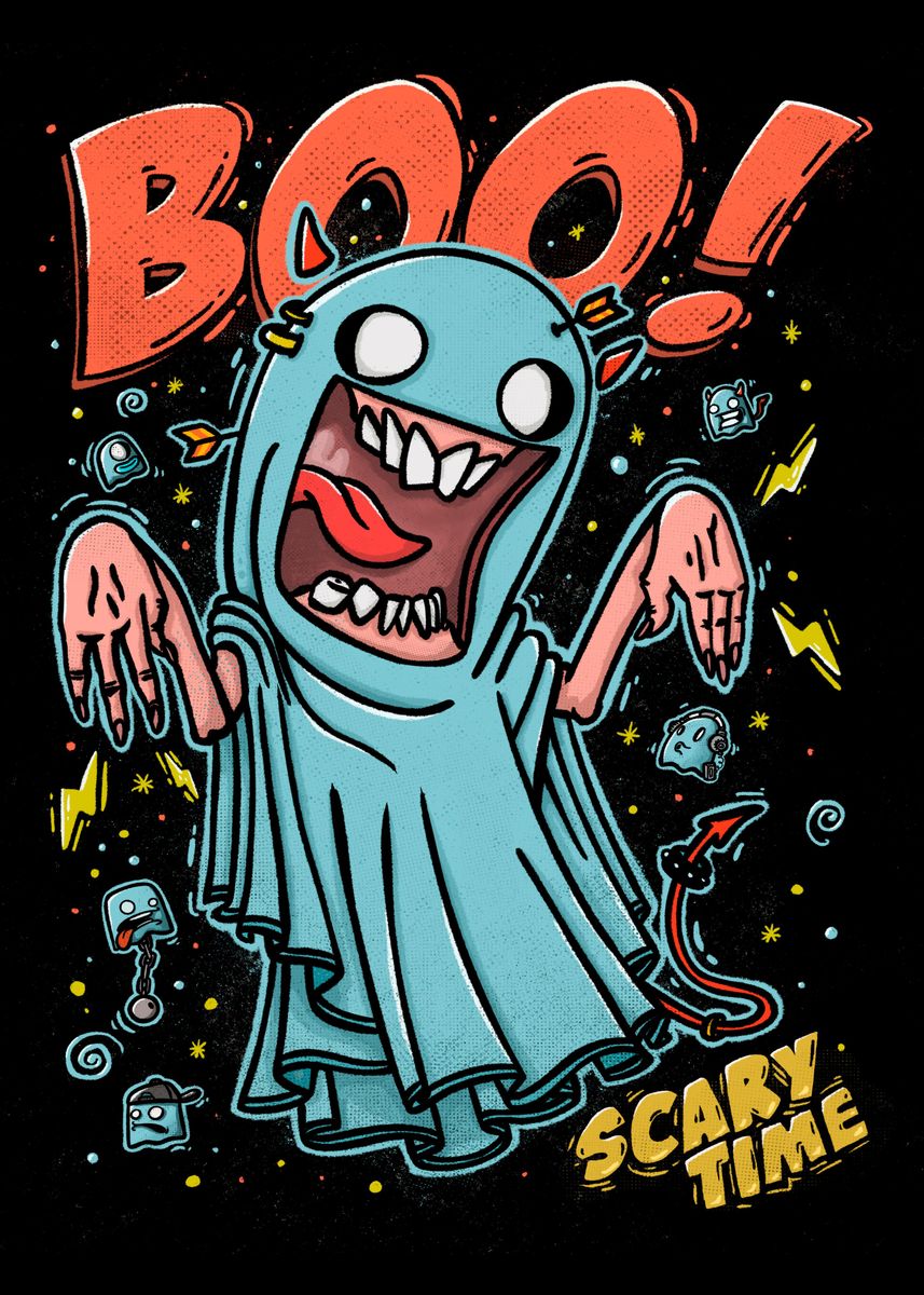 'boo' Poster, picture, metal print, paint by Manu Vila | Displate