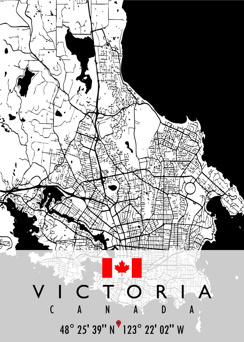 'VICTORIA MAP CANADA' Poster, picture, metal print, paint by Artistic ...