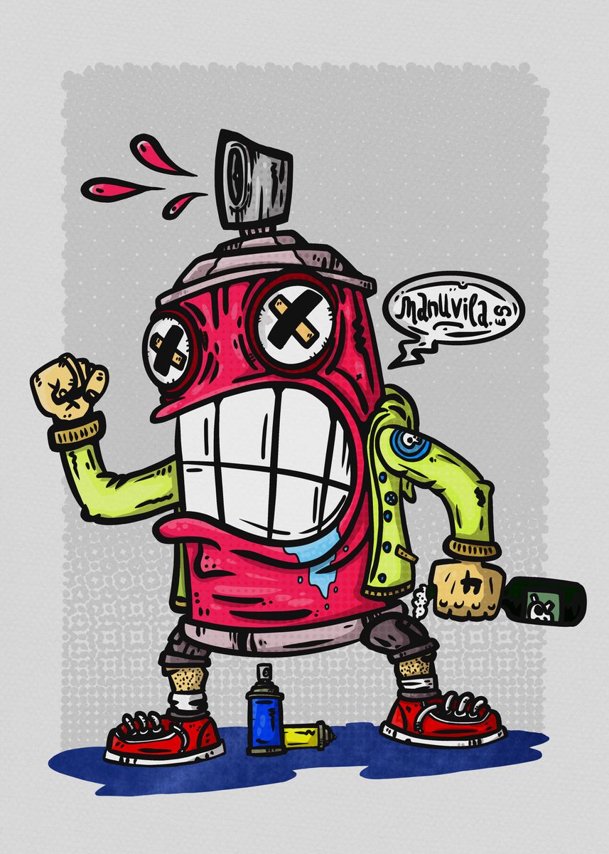 'spray angry' Poster, picture, metal print, paint by Manu Vila | Displate