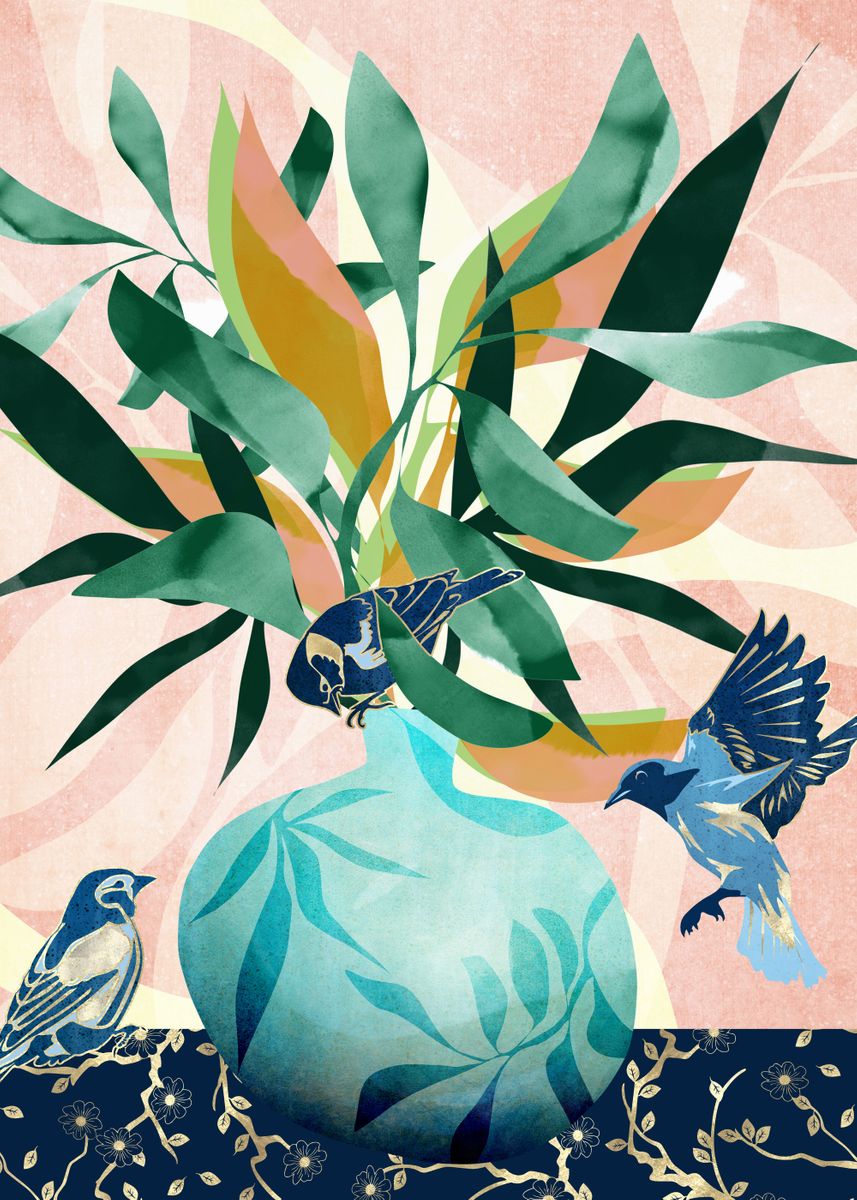 'Vintage Vase Abstract' Poster, picture, metal print, paint by ...