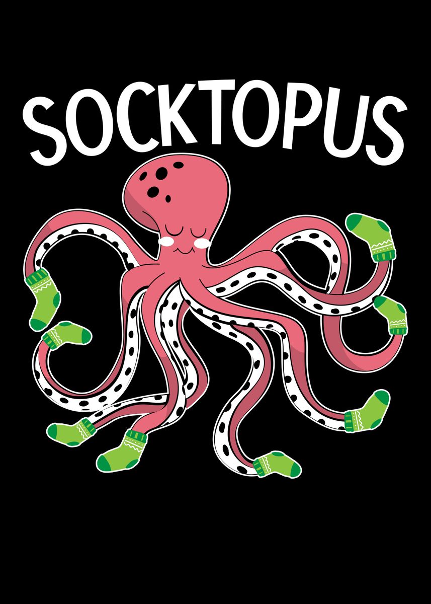 'Socktopus' Poster, picture, metal print, paint by NAO | Displate