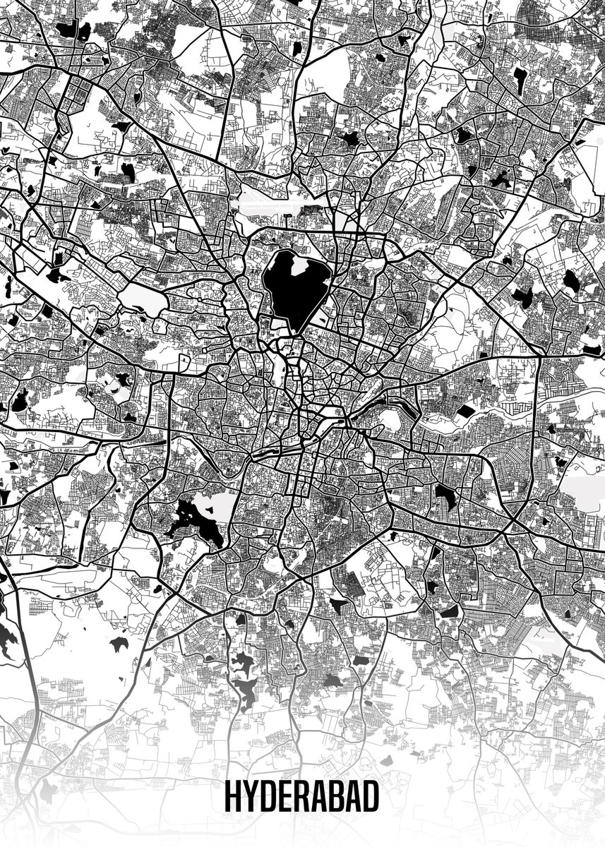 'Hyderabad white map' Poster, picture, metal print, paint by LUNGHISTE ...
