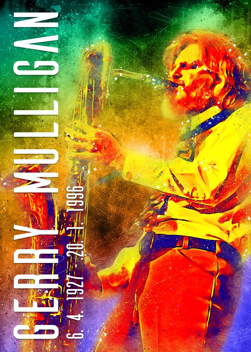 'Gerry Mulligan' Poster, picture, metal print, paint by Petra ...