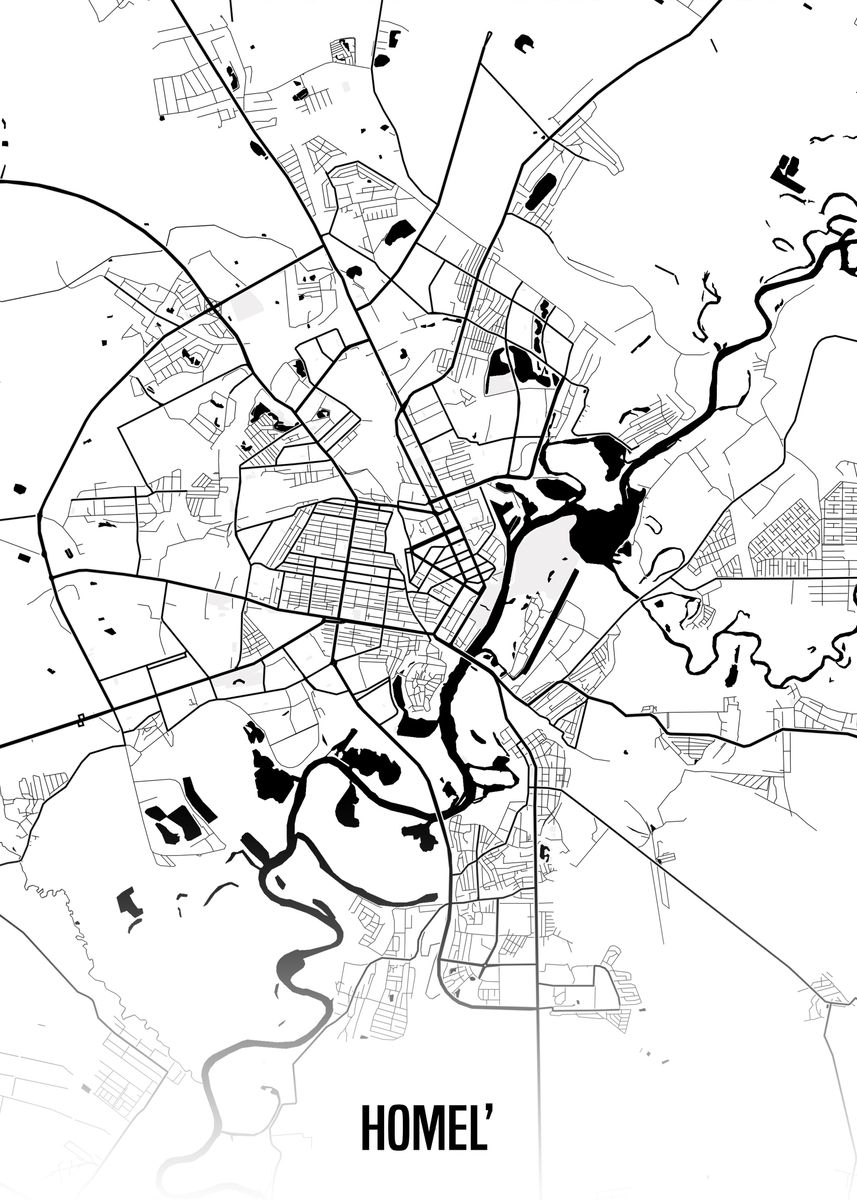 'Homel white map' Poster, picture, metal print, paint by LUNGHISTE ...