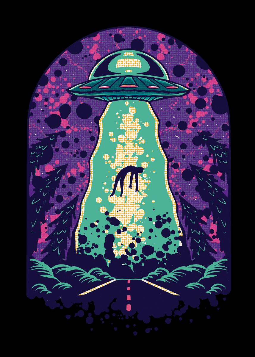 'Alien Abduction vaporwave' Poster, picture, metal print, paint by ...