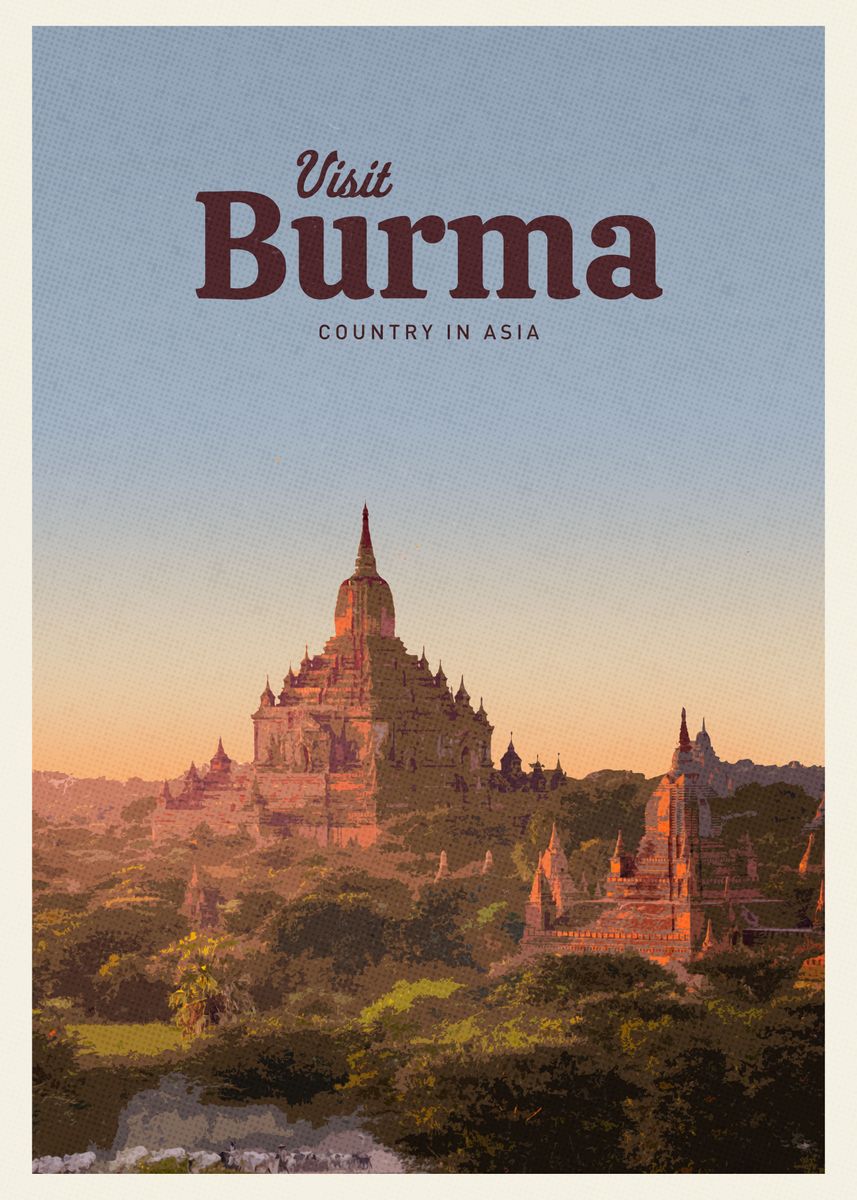 'Visit Burma' Poster by Mercury Club | Displate