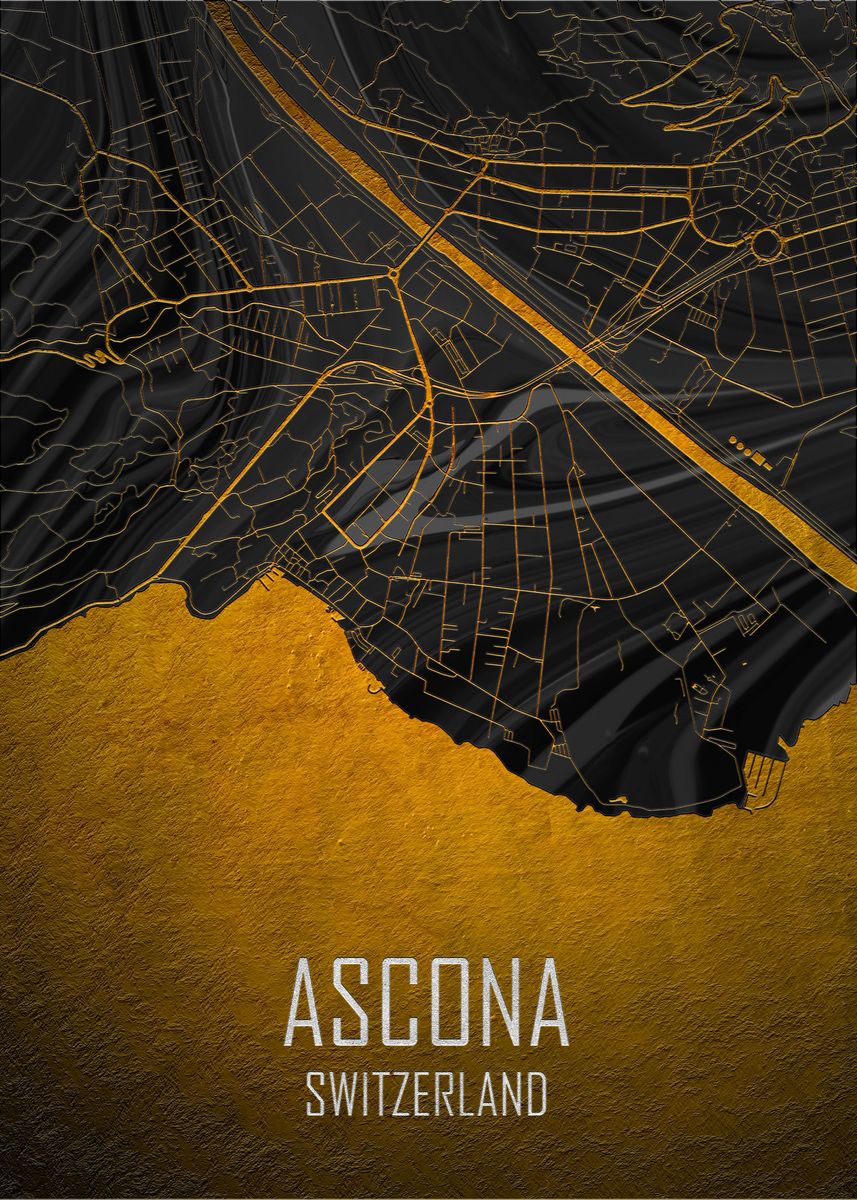 'Ascona Switzerland Map' Poster by Coconut Sorbet | Displate